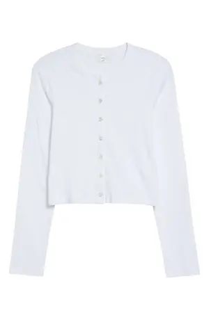 LESET Nando Button-up Crewneck Cardigan - White