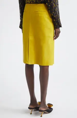 FERRAGAMO Pencil Nubuck Skirt - Antique Yellow