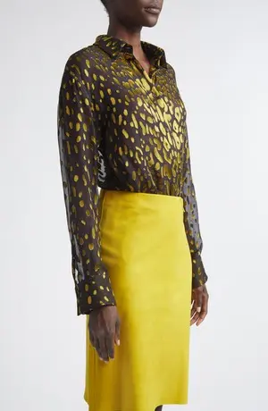 FERRAGAMO Devoré Silk Blend Georgette Button-up Shirt