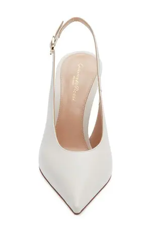 GIANVITO ROSSI Pointed Toe Slingback Pumps - Offwhite