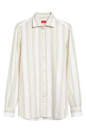 Isaia Stripe Cotton & Silk Button-up Shirt