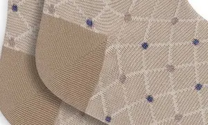 Bugatchi Diamond Grid Mercerized Cotton Blend Dress Socks - Sand