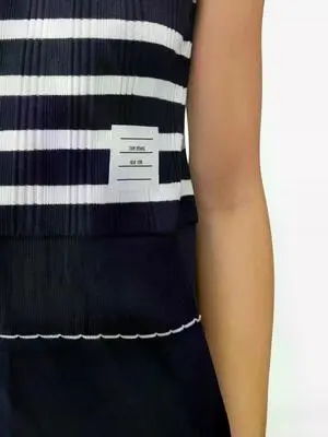 Thom Browne Striped Sleeveless Polo - Blue