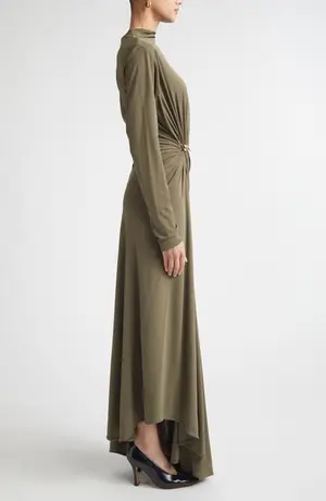 Bottega Veneta Long Sleeve Crepe Jersey Maxi Dress - Camo