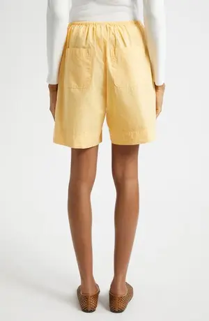 LESET Kyoto Drawstring Waist Cotton Shorts - Zest