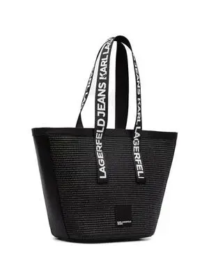 Karl Lagerfeld Logo-strap Woven Tote Bag - Black