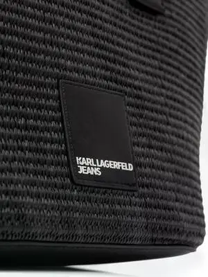 Karl Lagerfeld Logo-strap Woven Tote Bag - Black