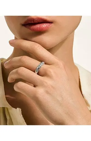 John Hardy Naga Sterling & Diamond Band Ring
