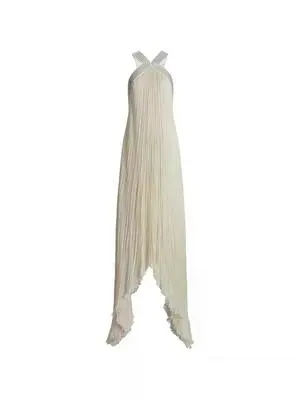 Alberta Ferretti Pleated Open-back Dress - Grey