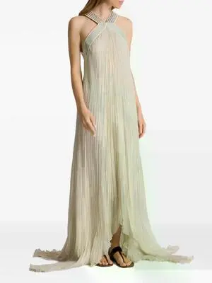 Alberta Ferretti Pleated Open-back Dress - Grey