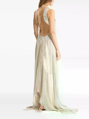 Alberta Ferretti Pleated Open-back Dress - Grey