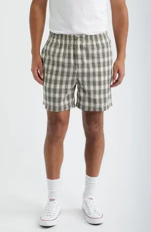 925 ORIGINALS Plaid Elastic Waist Shorts