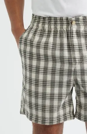 925 ORIGINALS Plaid Elastic Waist Shorts