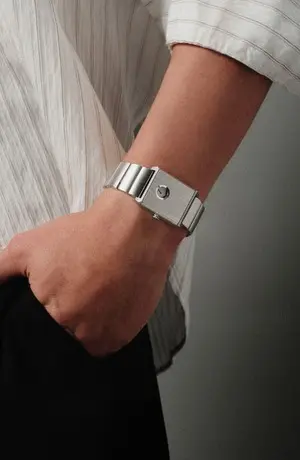 BREDA Pulse Locket Tank Bracelet Watch - Silver