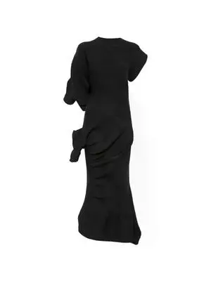 Issey Miyake Life Form Asymmetric Ribbed-knit Midi Dress