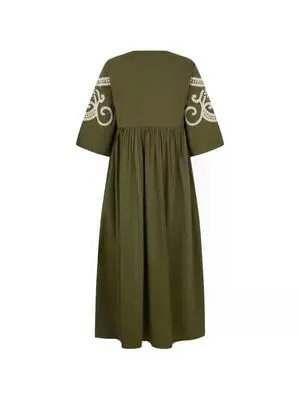 Max Mara Tilde Embroidered Maxi Dress - Green