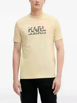 Karl Lagerfeld Logo-detail Cotton T-shirt - Neutrals