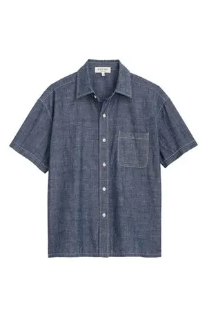 ALEX MILL Franklin Short Sleeve Cotton Chambray Button-up Shirt