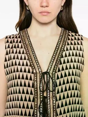 Dixie Geometric Print Sequin-embellished Blouse