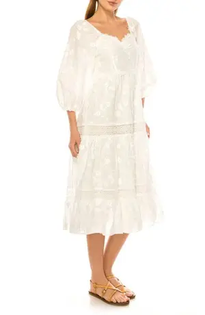 A COLLECTIVE STORY Floral Embroidered Cotton Midi Dress
