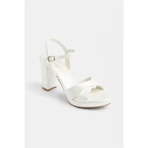 FOREVER & ALWAYS SHOES Slingback Block Heel Sandal - Ivory
