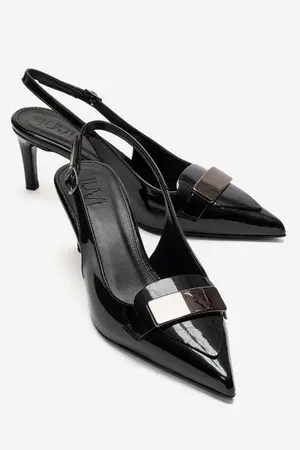 PROLOGUE SHOES Sollenne Stiletto Slingback Pumps - Black