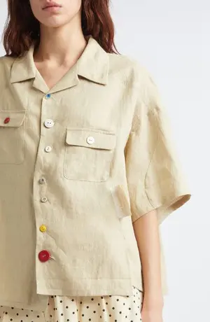 Undercover Asymmetric Linen Camp Shirt
