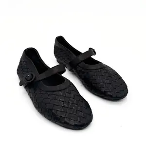 AMIE RAFA Rena Woven Mary Janes - Black