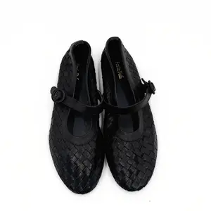 AMIE RAFA Rena Woven Mary Janes - Black