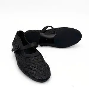 AMIE RAFA Rena Woven Mary Janes - Black
