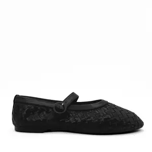 AMIE RAFA Woven Leather Mary Janes - Black