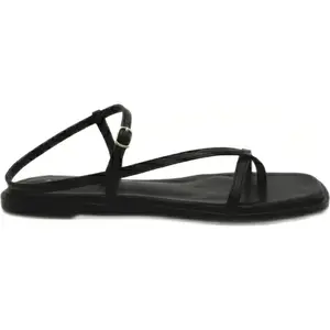 AMIE RAFA Amie Rafa Maxy Asymmetric T-Strap Flat Sandals Black