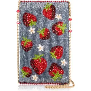 MARY FRANCES ACCESSORIES Strawberry Jam Crossbody Phone Bag - Blue