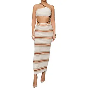 JLUXLABEL Crochet Skirt Set - Orange