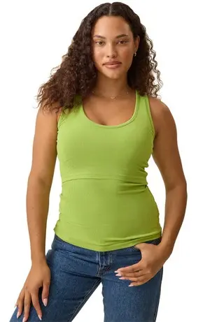 KINDREDBRAVELY Ribbed Scoop Neck Nursing Tank - Avocado
