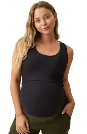 KINDREDBRAVELY Ribbed Scoop Neck Nursing Tank Black