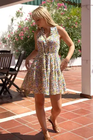 CHANGE OF SCENERY Charlotte Printed Cotton Shirtdress