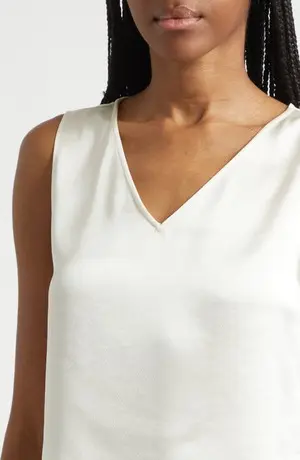 LESET Barb Sleeveless Crop Satin Top - Creme