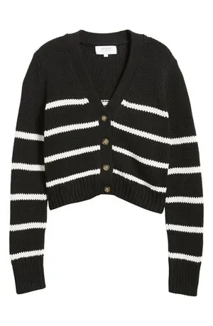 LA LIGNE Marina Stripe Cardigan - Black/cream