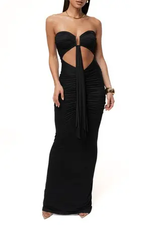 JLUXLABEL Draped Maxi Dress - Black