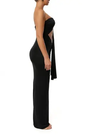 JLUXLABEL Strapless Draped Cutout Maxi Dress