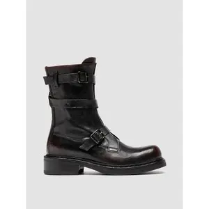 Officine Creative Dakota 004 Leather Buckle Boots - Burgundy