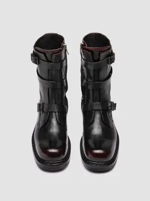 Officine Creative Dakota 004 Leather Buckle Boots - Burgundy