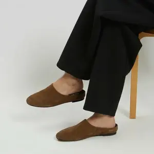 AMIE RAFA Blade Suede Mules - Taupe