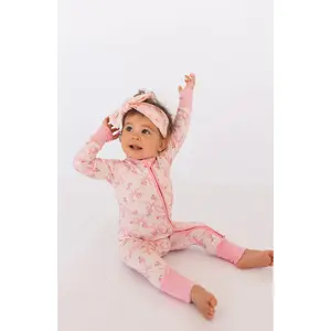 IN MY JAMMERS Rosie Bow Zipper Romper - Blush Pink