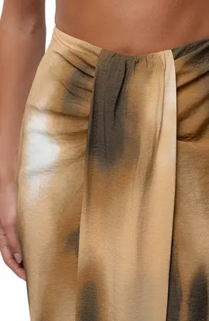 JLUXLABEL Abstract Print Draped Maxi Skirt