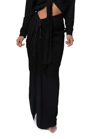 JLUXLABEL Noelia Slit Cotton & Linen Maxi Skirt