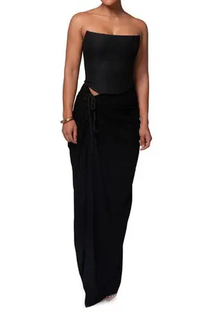 JLUXLABEL Noelia Slit Cotton & Linen Maxi Skirt