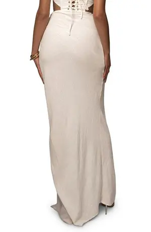 JLUXLABEL Noelia Slit Cotton & Linen Maxi Skirt