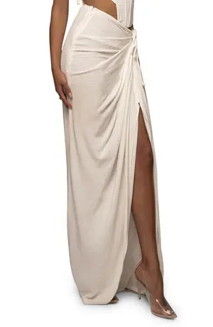 JLUXLABEL Noelia Slit Cotton & Linen Maxi Skirt